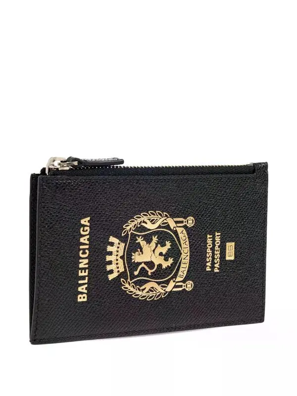 Balenciaga Zip Passport-graphic Card Holder - Black