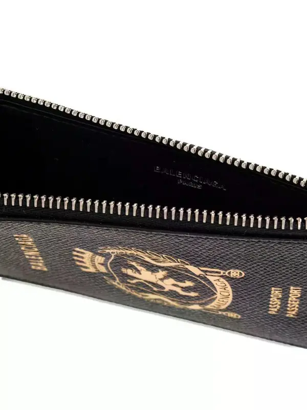 Balenciaga Zip Passport-graphic Card Holder - Black