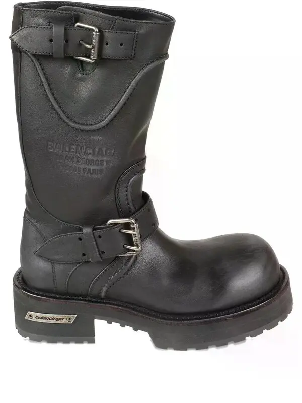 Balenciaga Buckle-strap Biker Boots - Black
