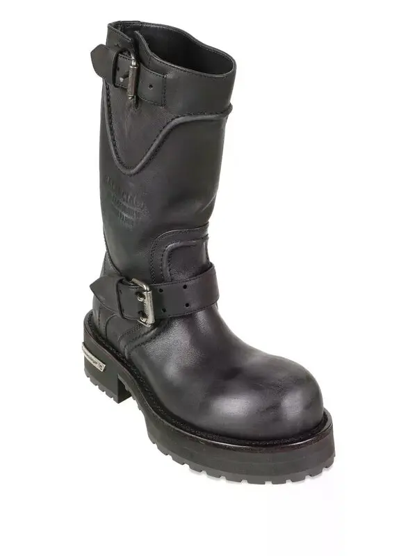 Balenciaga Buckle-strap Biker Boots - Black