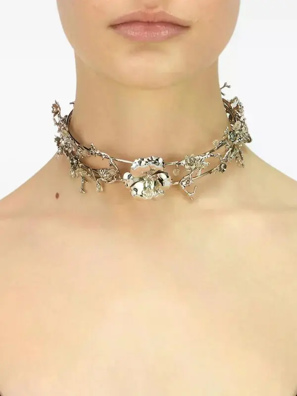 Blumarine Floral Motif Choker Necklace