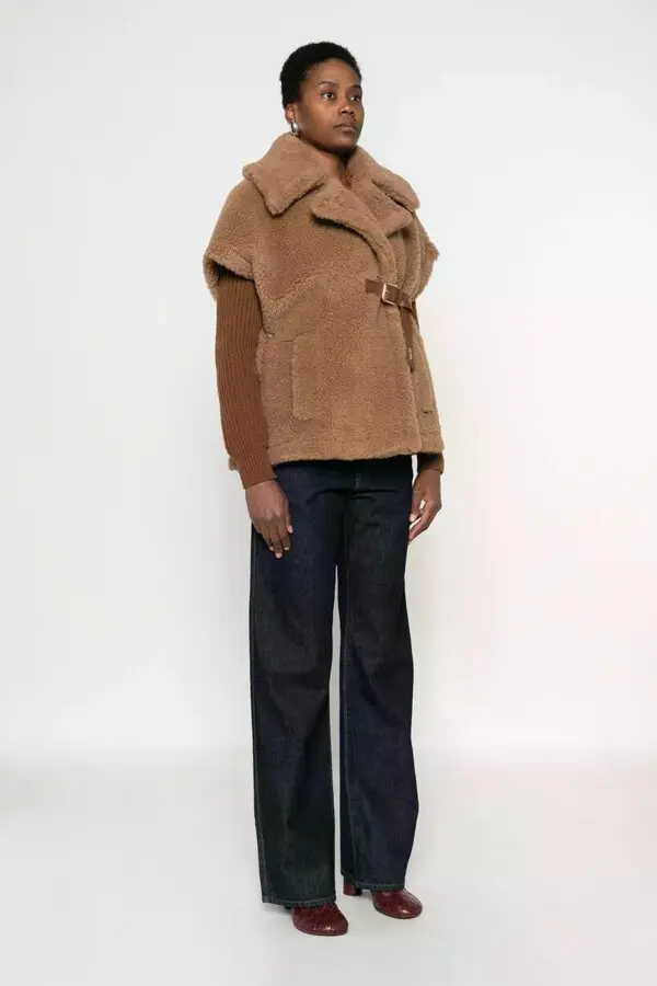 Max Mara Abavo Faux-fur Cape Jacket