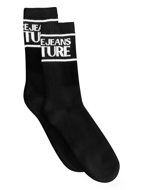 Versace Logo-detail Mid-calf Socks - Black
