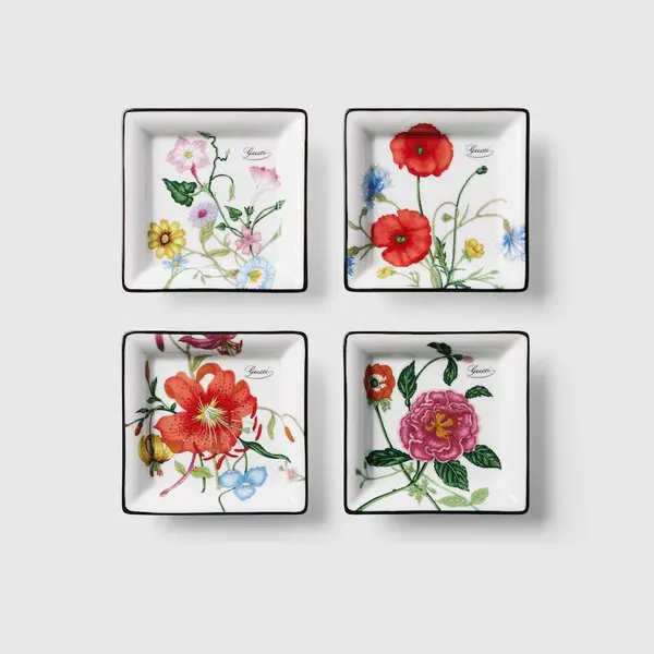 Gucci Flora Print Trinket Tray Set - White