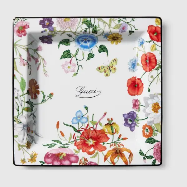 Gucci Flora Print Large Trinket Tray - White