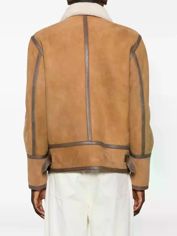 DONDUP Zip-up Shearling Collar Leather Jacket