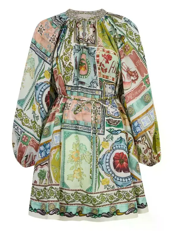 ALEMAIS Tommasina Printed Mini Dress - Green