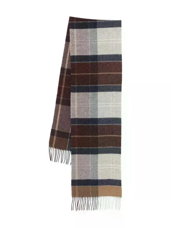 Barbour Plaid-pattern Fringed Scarf - Brown