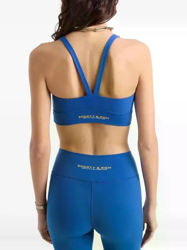 SPORTY & RICH Racer-back Sports Bra - Blue