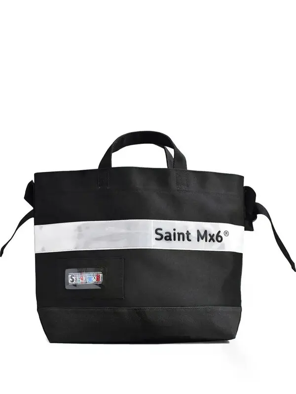 SAINT MXXXXXX Logo-stripe Tote Bag - Black