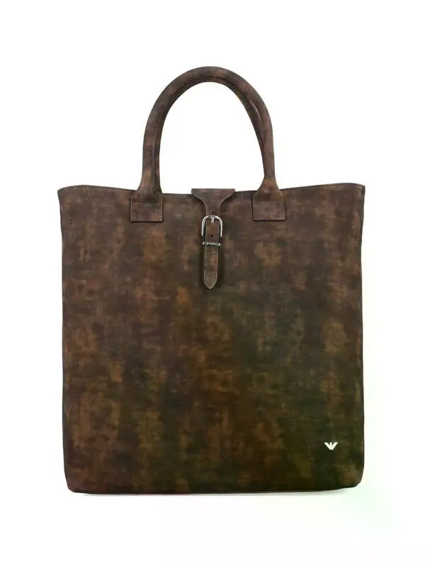 Emporio Armani Dappled Leather Tote Bag - Brown