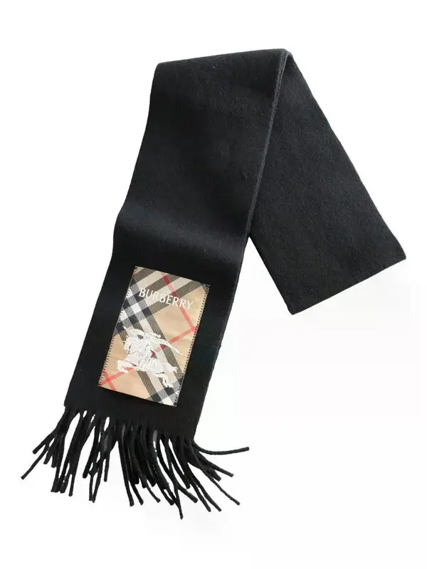 Burberry Ekd-appliqué Fringed Scarf - Black