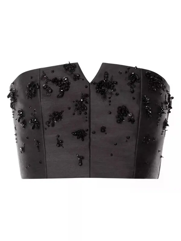 Alberta Ferretti Embellished Strapless Top - Black