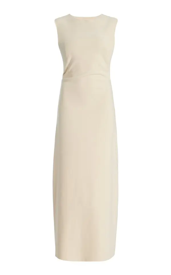 BIRROT Lay2 Drape Crepe Dress - White