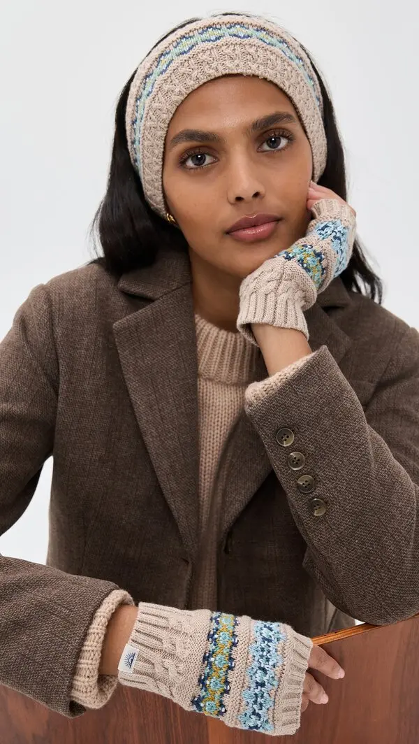 Faherty Brand Fair Isle Knitted Fingerless Gloves