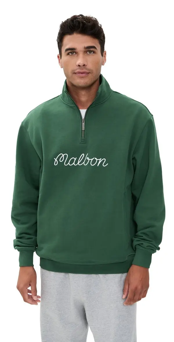 MALBON Collegiate Quarter-zip Sweatshirt - Forest