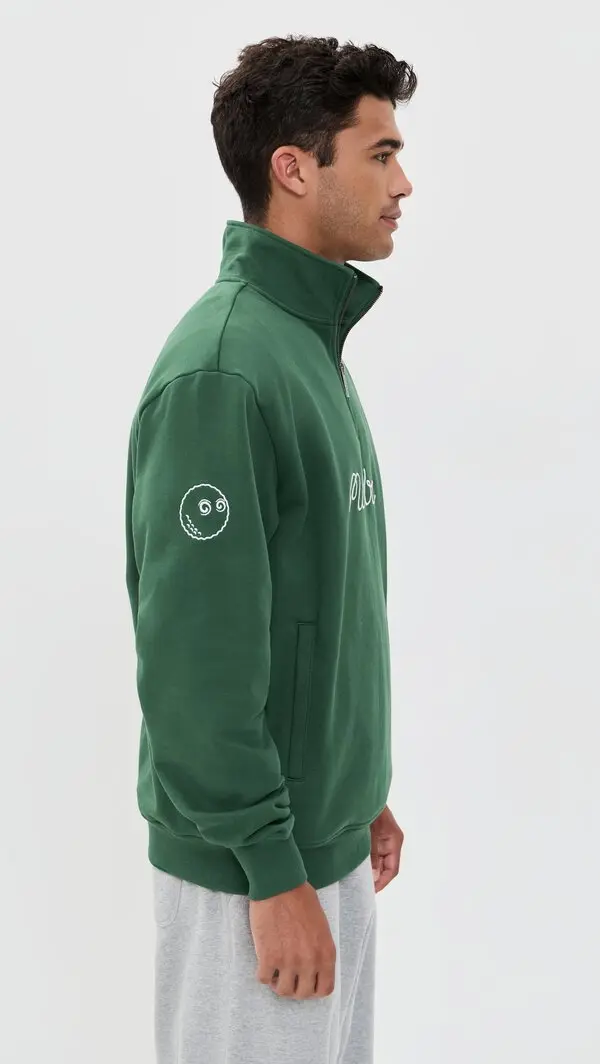 MALBON Collegiate Quarter-zip Sweatshirt - Forest