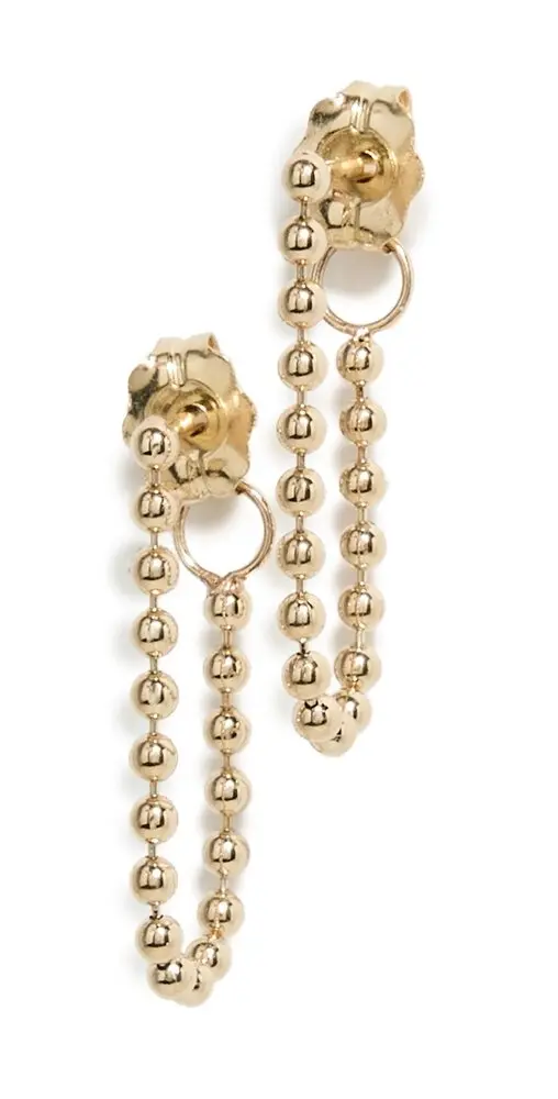 Zoe Chicco 14k Gold Bead Chain Back Earrings - 14k Yellow Gold