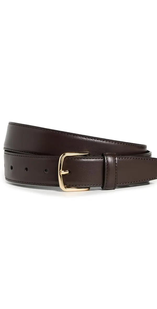 Vince 32mm Stitched Leather Belt - Cacao Brown