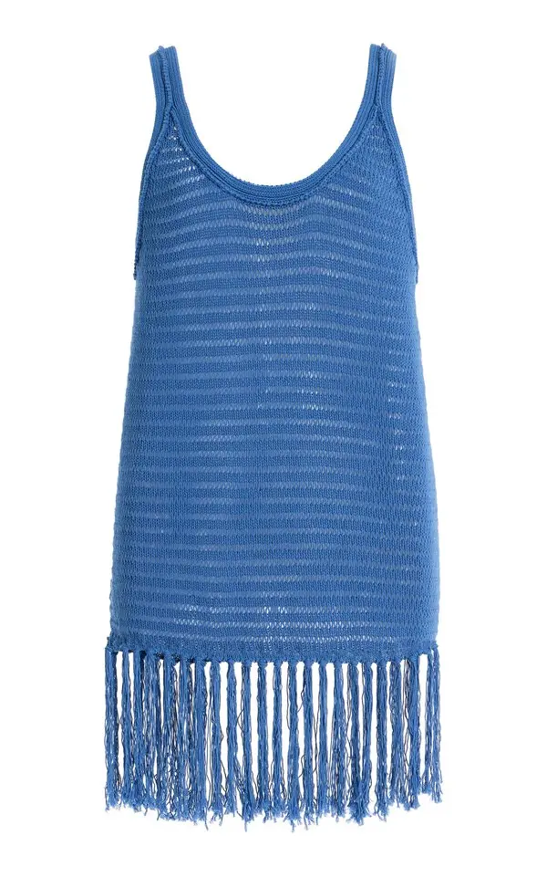 ZULU & ZEPHYR Crochet Knit Tank Top - Blue