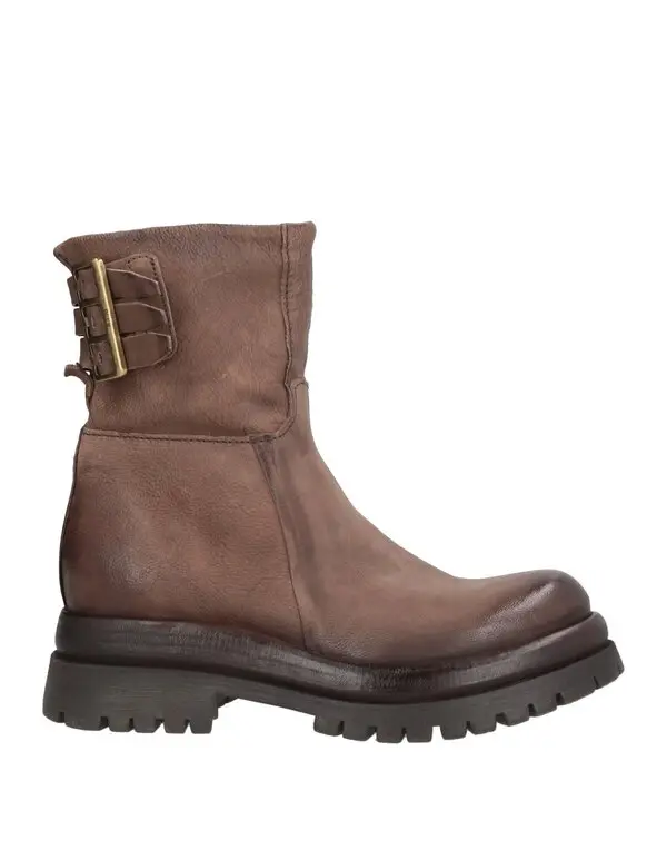 A.S.98 Leather Ankle Boots With Appliqués - Brown