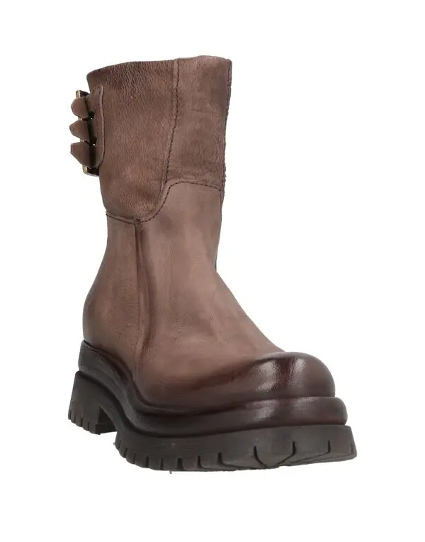 A.S.98 Leather Ankle Boots With Appliqués - Brown