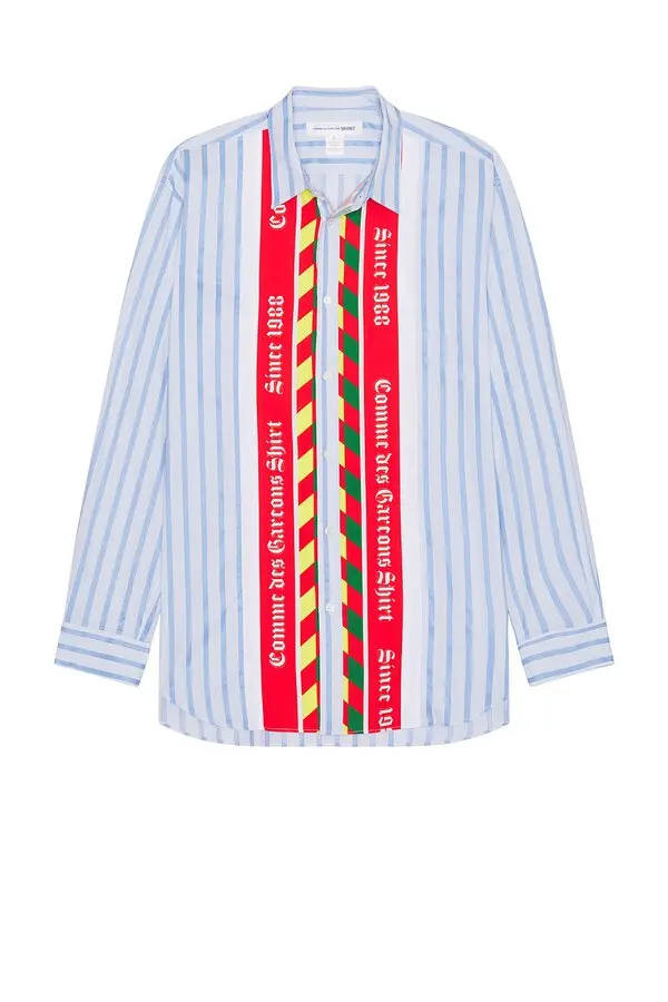 Comme Des Garçons Yarn Dyed Stripe Shirt In Blue