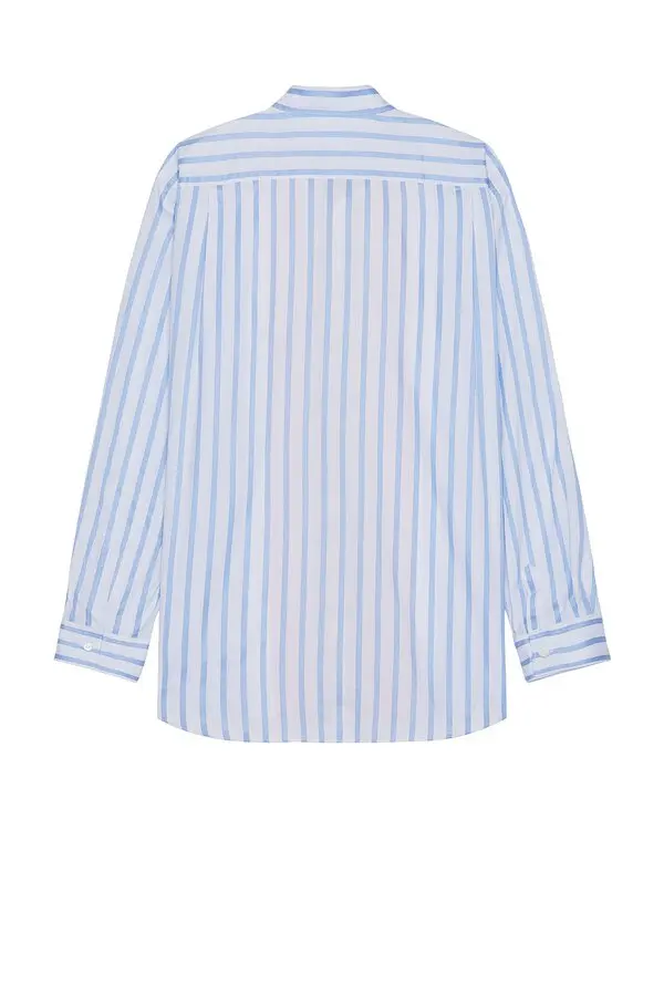 Comme Des Garçons Yarn Dyed Stripe Shirt In Blue