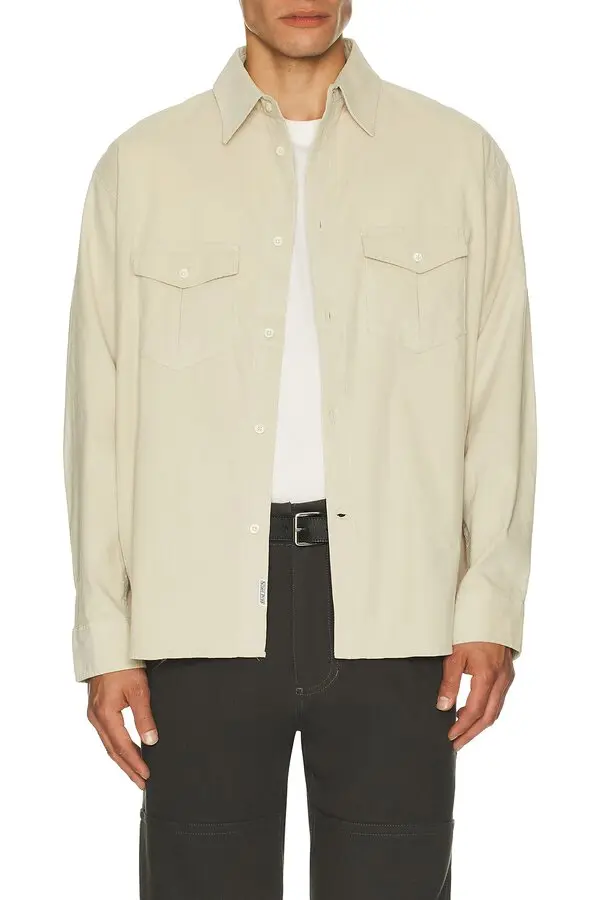 AFTER PRAY Lunar Corduroy Shirt In Cream