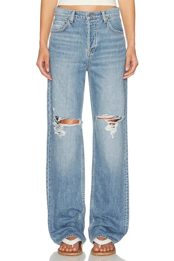 GRLFRND Bella Low Rise Boyfriend Jeans - Chelsea Market With Rips