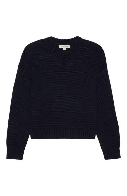 ELLSWORTH + IVEY Elena Crewneck Sweater - Navy