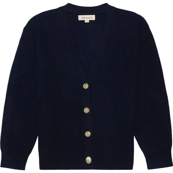 ELLSWORTH + IVEY Lilah V-neck Knit Cardigan - Navy