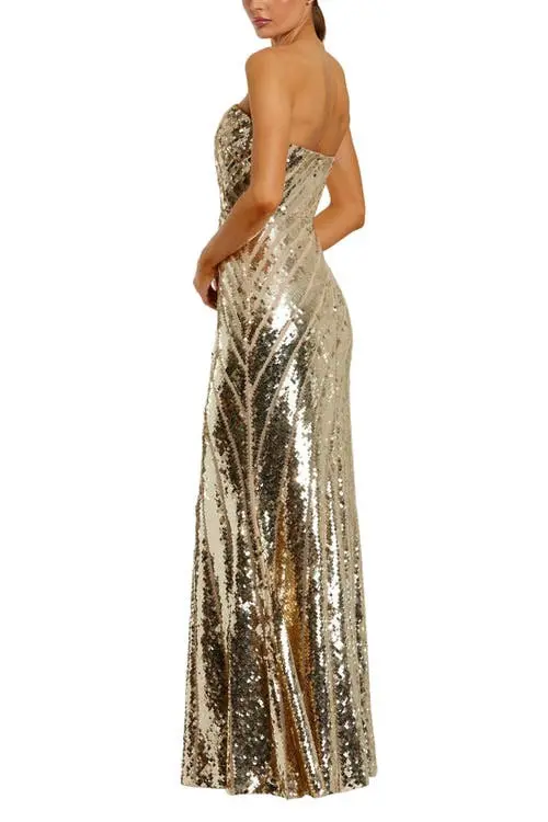Mac Duggal Sequin Mesh Strapless Trumpet Gown
