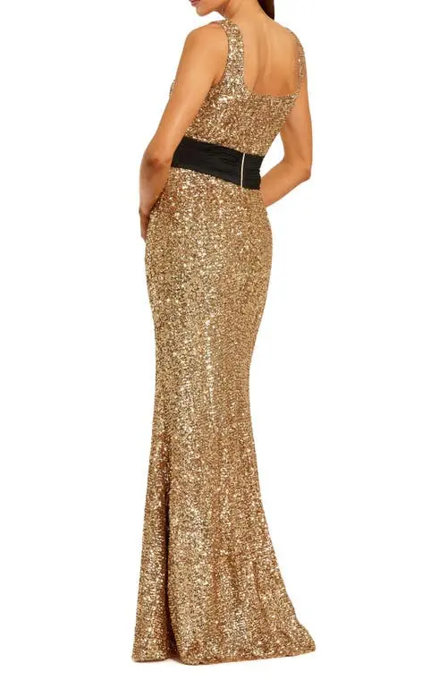 Mac Duggal Sequin Column Gown With Bow