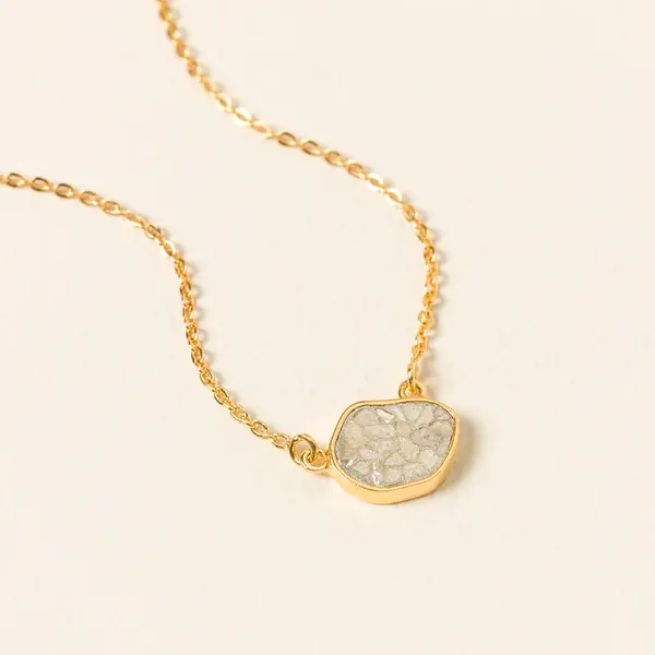 UNCOMMON GOODS Sliced Diamond Pendant Necklace - Raw Diamond Pebble
