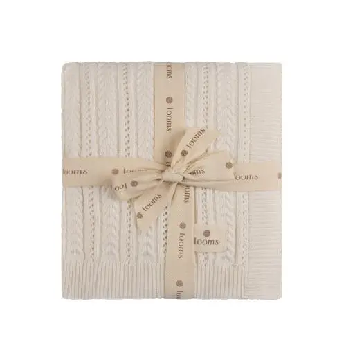 ELY'S & CO. Looms Cable Pointelle Flat Collectionblanket - Ivory