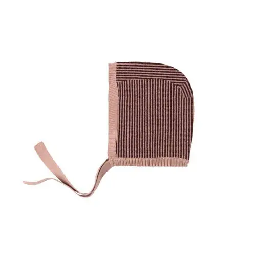 ELY'S & CO. Loom Thin Stripe Collection Bonnet - Wine/pink