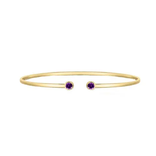 THE LOVERY Open Cuff Bangle - Amethyst