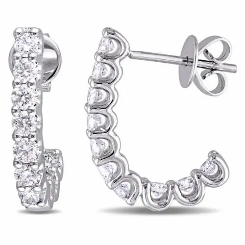 JULIANNA B. 1 Ct Tw Diamond Semi-hoop Earrings 14k - 14k White Gold