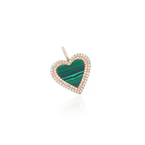 THE LOVERY FINE JEWELRY Heart Charm With Diamond And - Malachite
