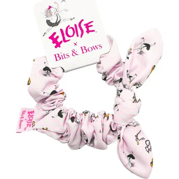 BITS & BOWS Eloise Print Bow Scrunchie - Pink/white