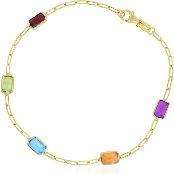 THE LOVERY Gemstone Paperclip Bracelet - Multi