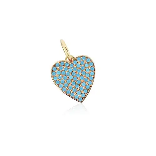 THE LOVERY FINE JEWELRY Heart Charm With And Yellow Gold - Turquoise