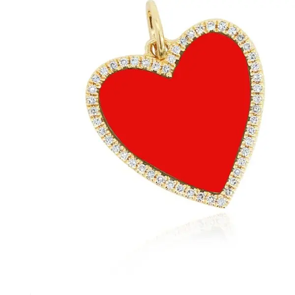 THE LOVERY FINE JEWELRY Diamond Halo Heart Charm - Coral