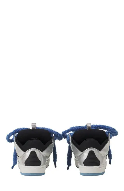 LANVIN Curb Metallic Leather Sneakers With Mesh Laces