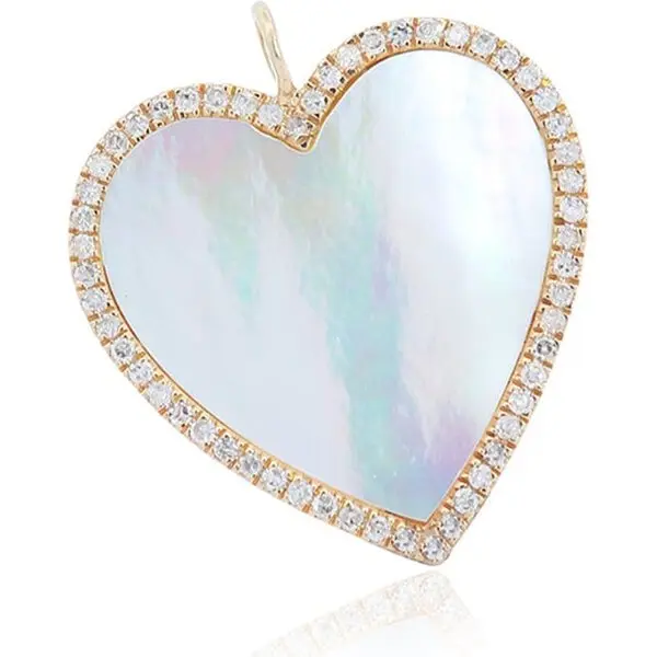 THE LOVERY FINE JEWELRY Diamond And Heart Charm - Mother Of Pearl