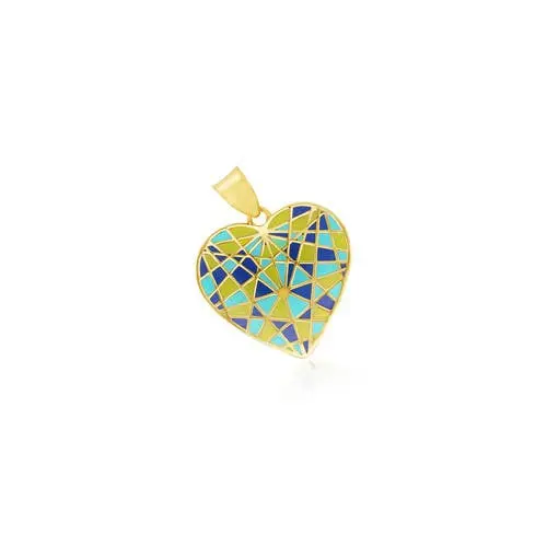 THE LOVERY FINE JEWELRY Geometric Enamel Heart Charm - Dark Blue