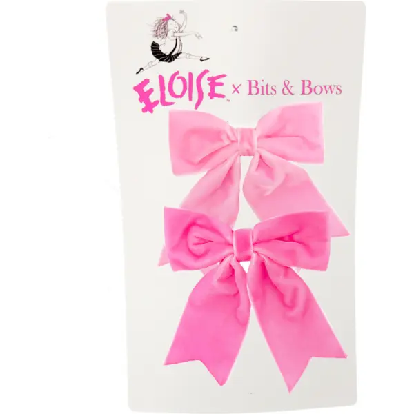 BITS & BOWS Eloise Velvet Hair Bow Barrette Set - Pink And Hot Pink