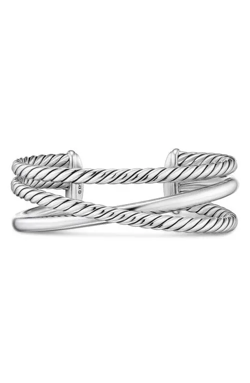David Yurman Bold Crossover Three-row Cuff Bracelet - Silver