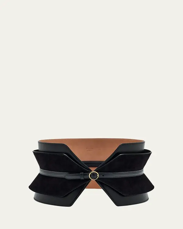 Alaïa Double Bustier Leather And Suede Waist Belt